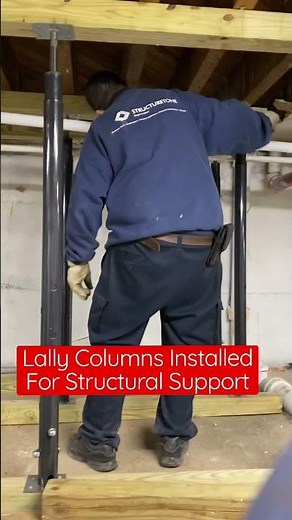 Lally Columns Installed in a Basement to Provide Structural Support for Heavy Safes on First Floor