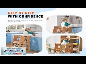 VEVOR Tower Step Stool 3 Level Height Adjustable Toddler Step Stools for Kids