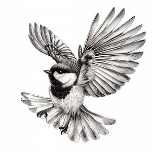 Chickadee Clipart, Detailed Flying Bird Illustration (digital Download) - Etsy Canada