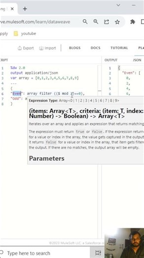 Dataweave | Filter Odd & Even Numbers From an Array #youtubeshorts #dataweave #mulesoft #salesforce