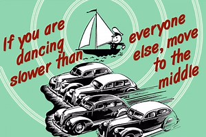 Dance etiquette: it’s how we ensure everyone has maximum fun. Here are some simple tips: -follow the line of dance (for slower or beginner dancers, the best place is often the center of the floor) -dancers have right of way; avoid standing on or crossing the dance floor -prevent falls by keeping the dance floor dry; feel free to drink; just don't bring the drink on the floor; -dance what the deejay calls; -if you don’t know a line dance, avoid crowding those who do. For information about our upc