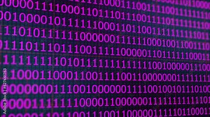 Background of an abstract binary software programming code animated video. Code fragments that are random. Concept of digital data technology. Illustration of a random binary data matrix . 3d render