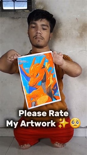 I'm a BEGINNER Artist 🥺, Please RATE My Charizard Art! #art #drawing #shorts