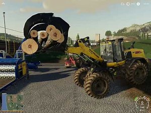 LS19 Forst, Zug mit Holz und Hackschnitzel beladen und entladen