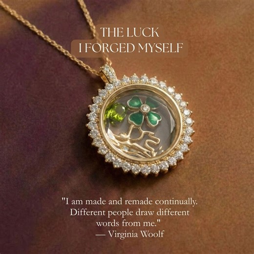 Floating Locket Necklace, Elephant Clover Charm Pendant, Personalized Keepsake Jewelry, Shaker Necklace, Valentine Gift for Her