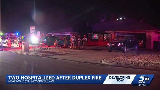 2 hospitalized after duplex catches fire in northwest Oklahoma City