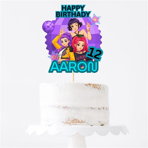 K-pop Cake Topper Editable |birthday Cake Topper | Custom Kpop Party Decor | Printable Canva Template - Etsy