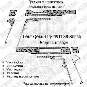 Colt Gold Cup 1911 .38 Super Scroll Engraving Design (digital File) - Etsy