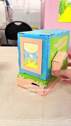 The Mystery Sticker Machine! 👻 This was a kit I got on Amazon by the Hacomo company. The amazing part is that this whole machine requires no glue or tape to work! It’s honestly so cool and pretty easy to build 🤩 This cutie is available to use at my markets and conventions :D #cuteart #buildwithme #diycraft #artsandcrafts #stickerlicious #mysterybox #catartwork #cutecats