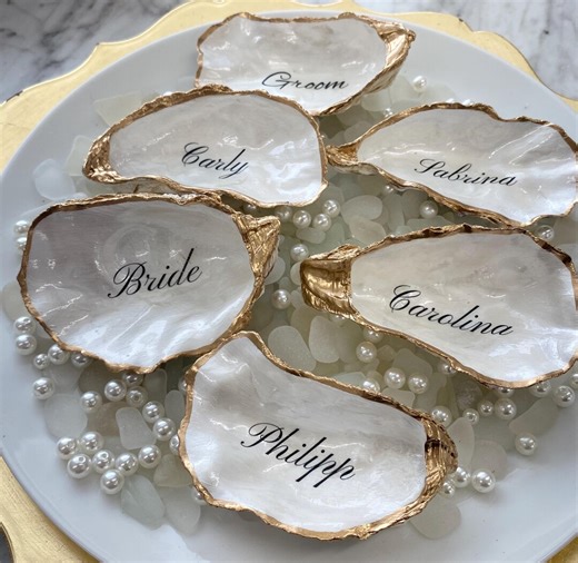 Pearl Oyster Shell Place Cards Wedding Favors Elegant Guest Name Keepsakes - Etsy