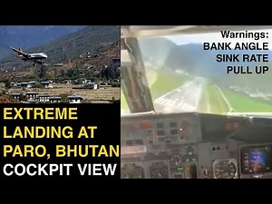 DANGEROUS HARD LANDING with Bank Angle, Sink Rate and Pull Up warnings | B737-300F at Paro, Bhutan