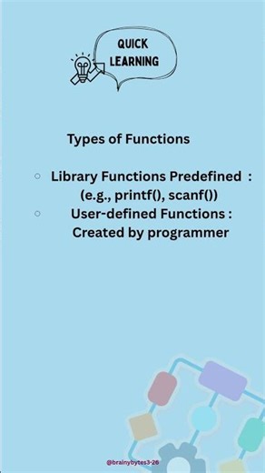 c programming #9 (what are functions)#learnwith brainybytes #programming
