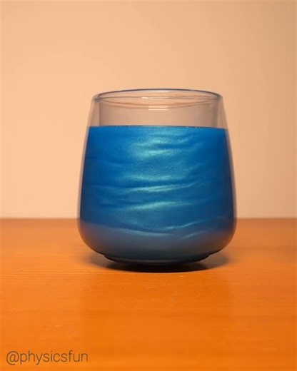 physicsfun on Instagram: "Cosmic Nebula Glass: kinetic art you can sip from! A rheoscopic fluid fills the space between in this double walled glass revealing vortices and turbulent flows as the cup twists and turns, evoking cloud bands of gas giant planets or swirling luminescent stellar nebula. A new and unique product from my friends at Mr. Sci Science Factory @mr.sci_science_gift and a wonderful take on the kalliroscope, where tiny platelet crystals in suspension catch the light and illuminat