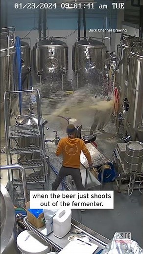 Beer Explodes out of Fermenter at Brewery, Sending Worker Flying #shorts
