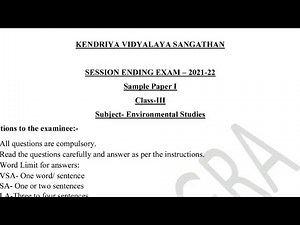 Class 3 EVS Annual Exam 2022 Sample Question Paper For Kendriya Vidyalaya Students