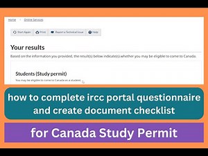 how to complete ircc portal questionnaire and create document checklist for Canada Study Permit