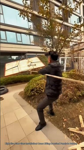 High-Rise Giant Glass Installation! Crane Lifting Oversized Panels to Balcony 🔥