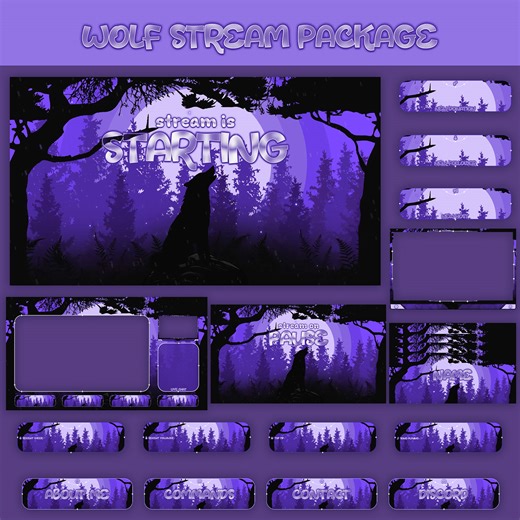 Moonlight Wolf Animated Stream Package - VectorKingStudio .