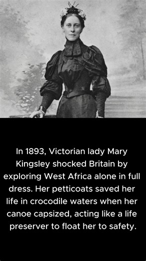 4.8K views · 57 reactions | Mary Kingsley wasn’t mapping the Amazon but her real adventures were even bolder. In 1893, she shocked Britain by exploring West Africa solo in full Victorian dress. She braved crocodile rivers, lived among cannibal tribes, and even survived a canoe crash thanks to her petticoats. | History Revived | Facebook