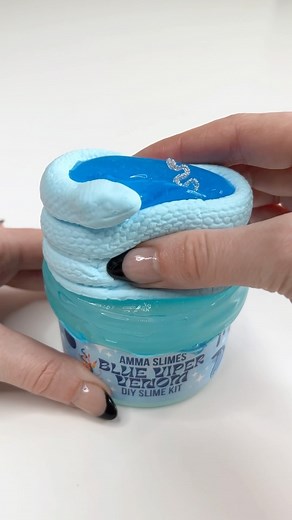 Amma Slimes on Instagram: "Blue Viper Venom is BACK! 🐍 This slime kit has a jelly base, clay snake, blue clear topper, and a tiny snake charm! It’s so fun to play with! 🩵 #ammaslimes #slimeasmr #slime #slimes #jellyslime #slimeshop #asmr #asmrsounds #fidgettoys #fidget #smallbusiness"