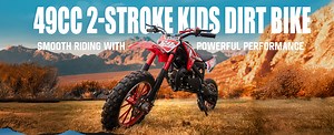 MX 49cc 2-Stroke Gas Powered Mini Dirt Bike for Kids 13 , 24MPH Off-Road Youth Motorcycle with Dual Disc Brakes, Shock Absorber & Throttle Limiter