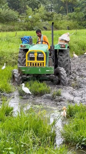 John Deere 5050D 4WD 💪🌾Heavy mud rotavator performance – strong power, perfect grip, nonstop work! 🚜