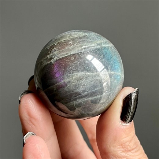 Rare White Labradorite Moonstone Crystal Sphere | Full Rainbow Spectrolite Flash - Etsy