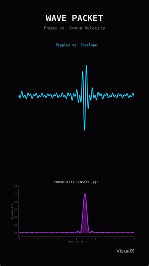 VisualX on Instagram: "Phase Velocity vs. Group Velocity: Wave Packets Visualized #physics#wavepackets#groupandphasevelocity#stem#simulation"