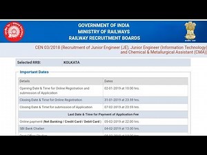 HOW TO APPLY FOR RRB JE, RRB CMA, RRB DMS//RRB JUNIOR ENGINEER 2018-19// FORM FILL UP PROCESS