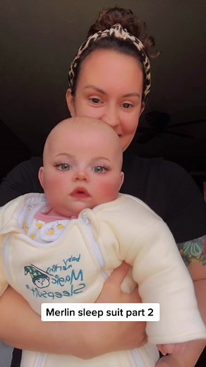 Someone get me off TikTok 🤣part 2 of baby Merlin suit #babiesoftiktok #sleeingbaby #momhumor #baby #babymerlinsleepsuit
