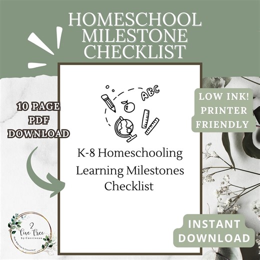 Homeschool Milestone Checklist: K-8 Learning Tracker (PDF) - Etsy