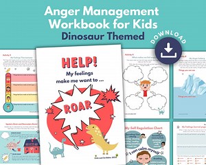 Anger Management Worksheets for Kids: Dinosaur Themed Emotional Regulation and CBT Anger Activities for Ages 5–11 (PRINTABLE PDF)