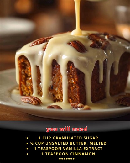 Grandma’s Old Fashioned Bread Pudding with Vanilla Sauce 🍞✨ Just like Grandma used to make! This Old Fashioned Bread Pudding with Vanilla Sauce is soft, buttery, and absolutely heartwarming. ❤️ Ingredients: For the Bread Pudding: 6 cups cubed day-old bread (French or brioche works best) 3 cups whole milk 3 large eggs 1 cup granulated sugar ½ cup unsalted butter, melted 1 teaspoon vanilla extract 1 teaspoon cinnamon ¼ teaspoon nutmeg ½ cup raisins (optional) Pinch of salt For the Vanilla Sauce: 