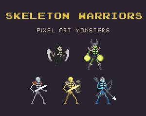 Skeleton Warriors Pixel Art Monster Asset by sanctumpixel