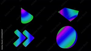3D Looped Abstract Objects Motion Graphics Pack is a collection of mesmerizing abstract 3D shapes in a vibrant holographic style. Full HD resolution with alpha channel.