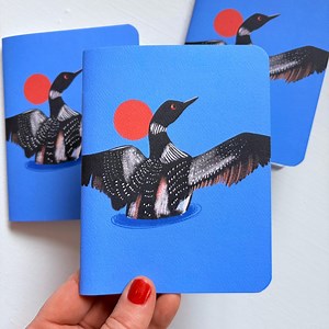 Loon and Moon Blank Paper Notebook, Paper Journal, Adventure Stationary, Illustrated Canadian Art Book, Handmade Small Sketch Pad, Memo - Etsy