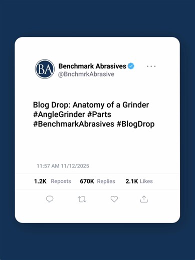 Ever wonder what makes your angle grinder tick? ⚙️ From the motor to the guard — every part matters. Learn how to spot wear, replace parts, and keep your grinder spinning like new! Check out the full blog in our bio! . . . #BenchmarkAbrasives #BlogDrop #AngleGrinder #PowerTools #DIY