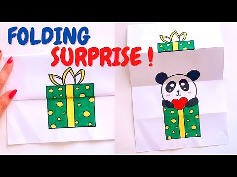 How to Draw Cute Panda | A Panda Present Folding Surprise | Easy Drawing and Coloring for Kids