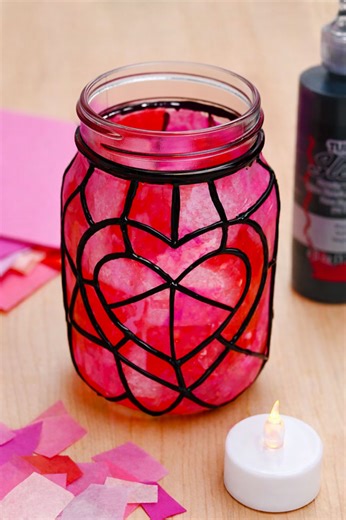💖🕯️ These Valentine’s Day mason jar lanterns are a beautiful and easy craft that adds a warm, cozy glow to any space! With layered tissue paper and simple heart designs, they’re perfect for turning ordinary jars into something truly special. https://onelittleproject.com/valentine-mason-jars/ | One Little Project