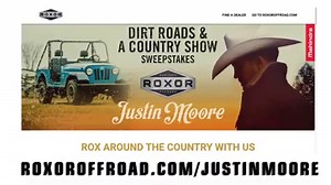 Enter now for a chance to win a custom ROXOR and 2 VIP tickets to one of my concerts! Enter at www.roxoroffroadjustinmoore.com ROXOR Off Road #ROXOR #ROXOROffRoad #JustinMoore | Justin Moore
