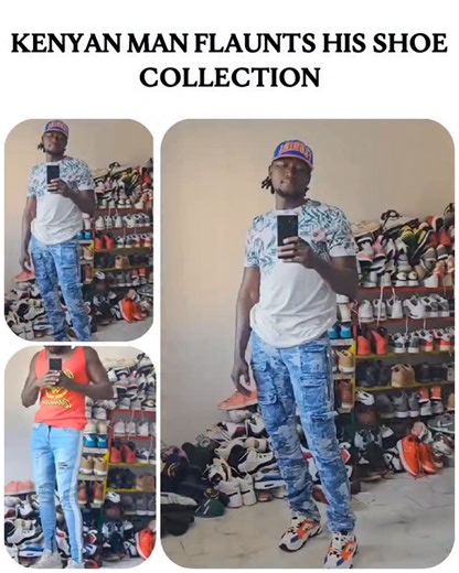 Kenyan man flaunts his shoe collection 🎥: @erick_dr_locks | Nairobi Juice