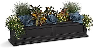 Mayne Fairfield 4-Foot Window Box – Self-Watering, Weather-Resistant Planter for Flowers – Durable Design for Outdoor Use, Perfect for Windows