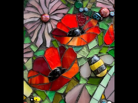 No. 4 of 19. How to cut simple Poppies for a stained glass garden mosaic.