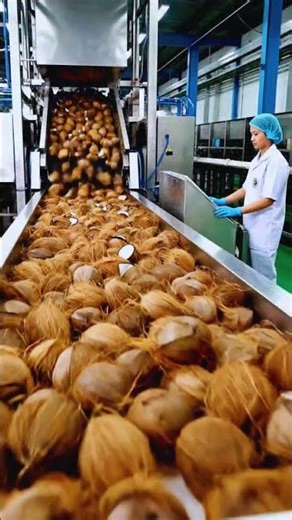 How Coconuts Become Coconut Milk in a Factory #satisfying #process