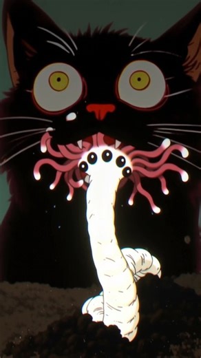 gloomstomper on Instagram: "the cat and the worm #darkart #oldcartoons #creepyart #animation #weirdart"