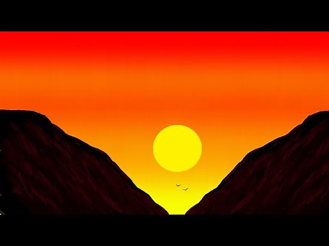 How to draw in ms paint | drawing in paint in computer | paint in computer | sunset scenery drawing