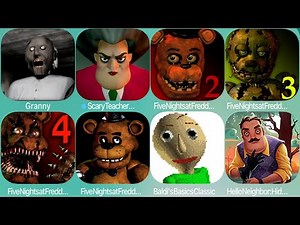 Scary Teacher 3d,Branny/Baldis Basics,Granny,Five Nights at Freddy's/FNAF 2,Five Nights at Freddys 3