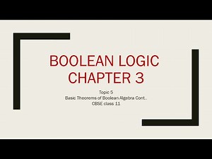 CBSE Class 11 Computer Science, Boolean Logic Chapter3 Topic -5 Basic Theorems of Boolean Algebra2