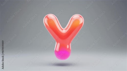 Bouncing Bubble Letter Y Absorbing Light and Pulsating with Color