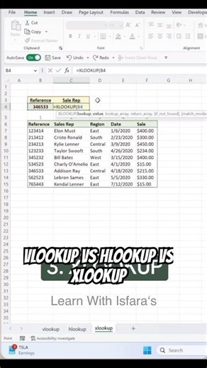 3 Excel Lookup Functions You MUST Know 🔥 #excel #shorts